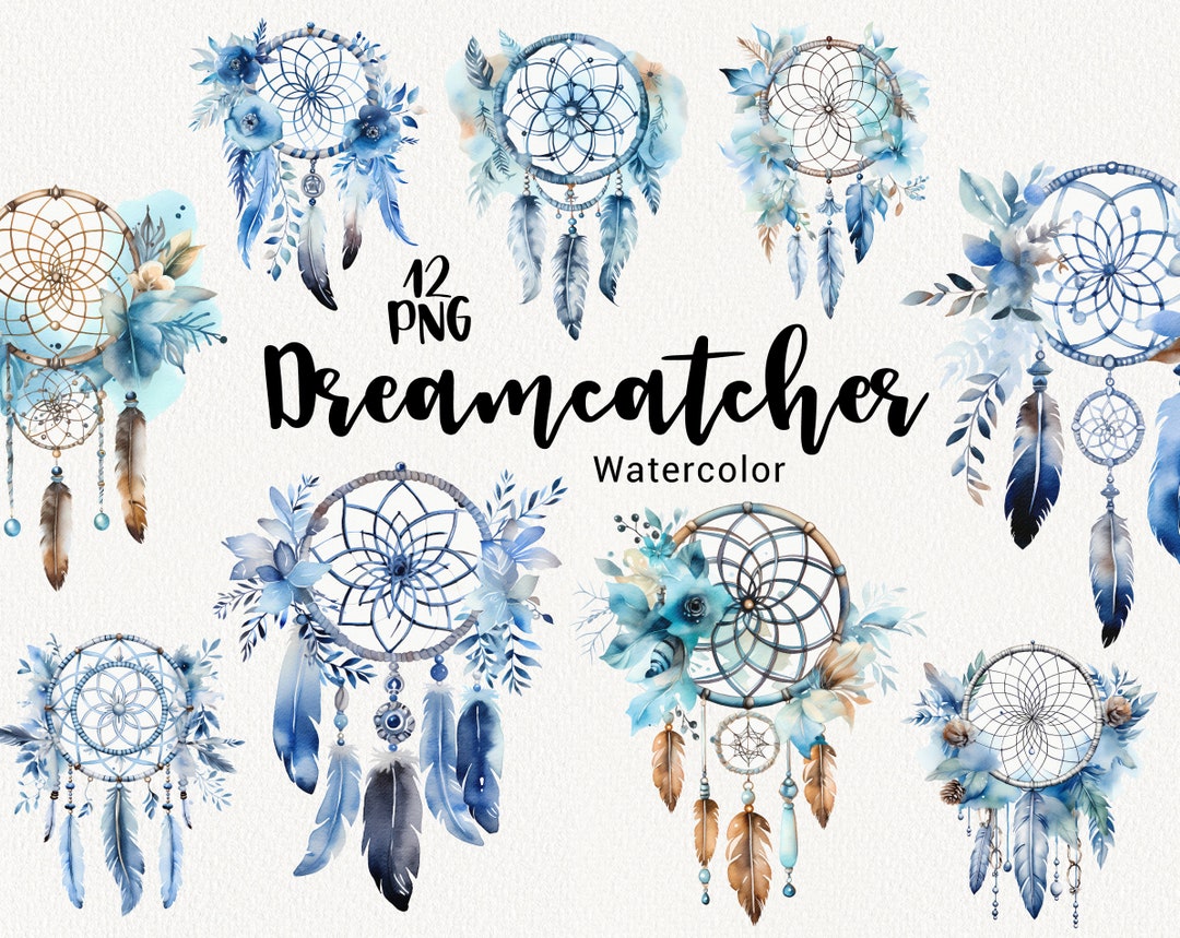 Watercolor Dreamcatcher Clipart, Winter Blue Magical Dreamcatcher, Boho ...