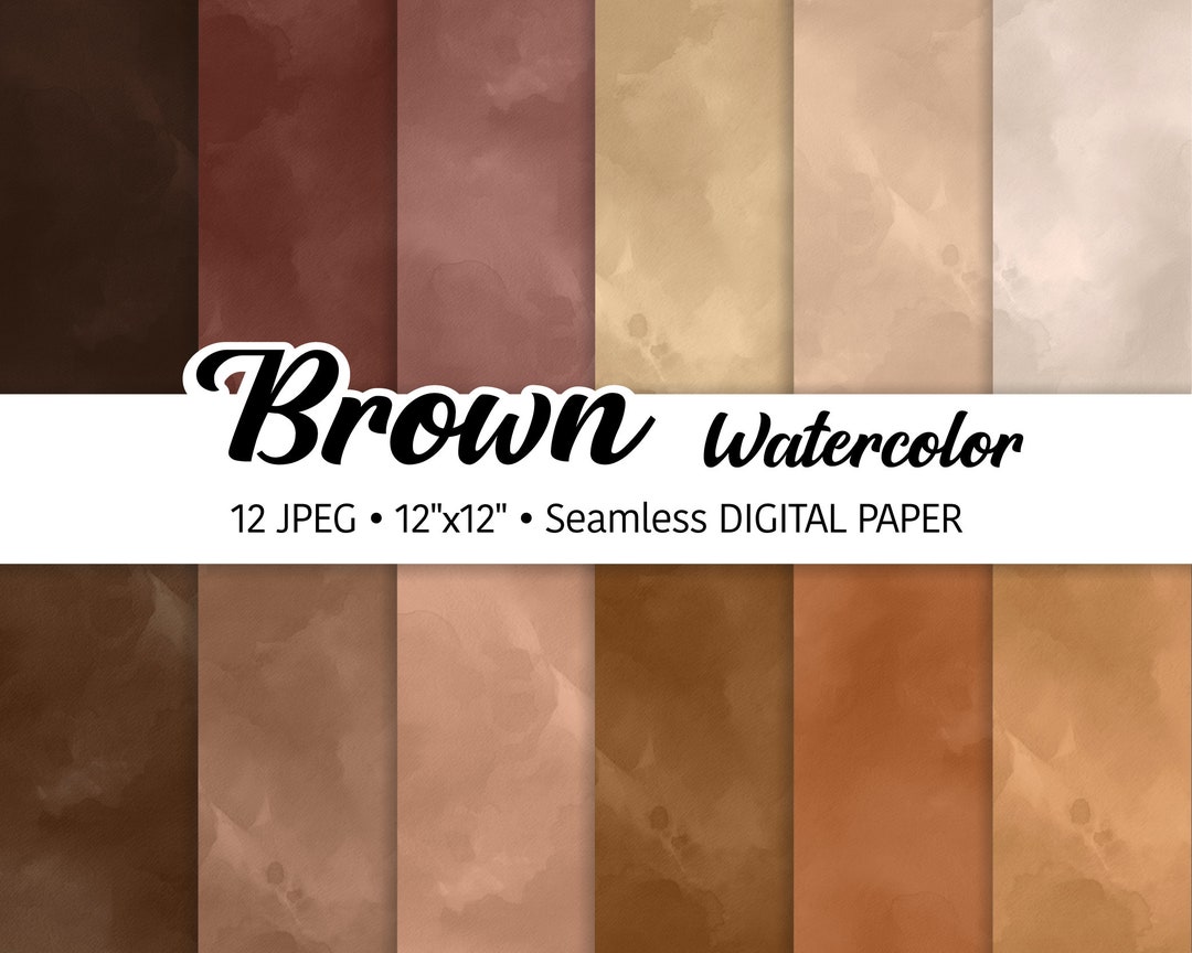 Brown Watercolor Digital Paper Pack, Abstract Watercolor Background ...