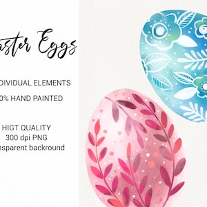 Watercolor Easter Egg Clipart, Spring Easter Holiday Eggs Clip Art ...