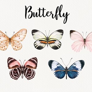Watercolor Butterfly Clipart, Summer Clip Art, Romantic Butterfly Clip ...