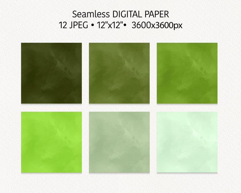 Green Watercolor Digital Paper Pack, Forest Tones, Olive Abstract ...