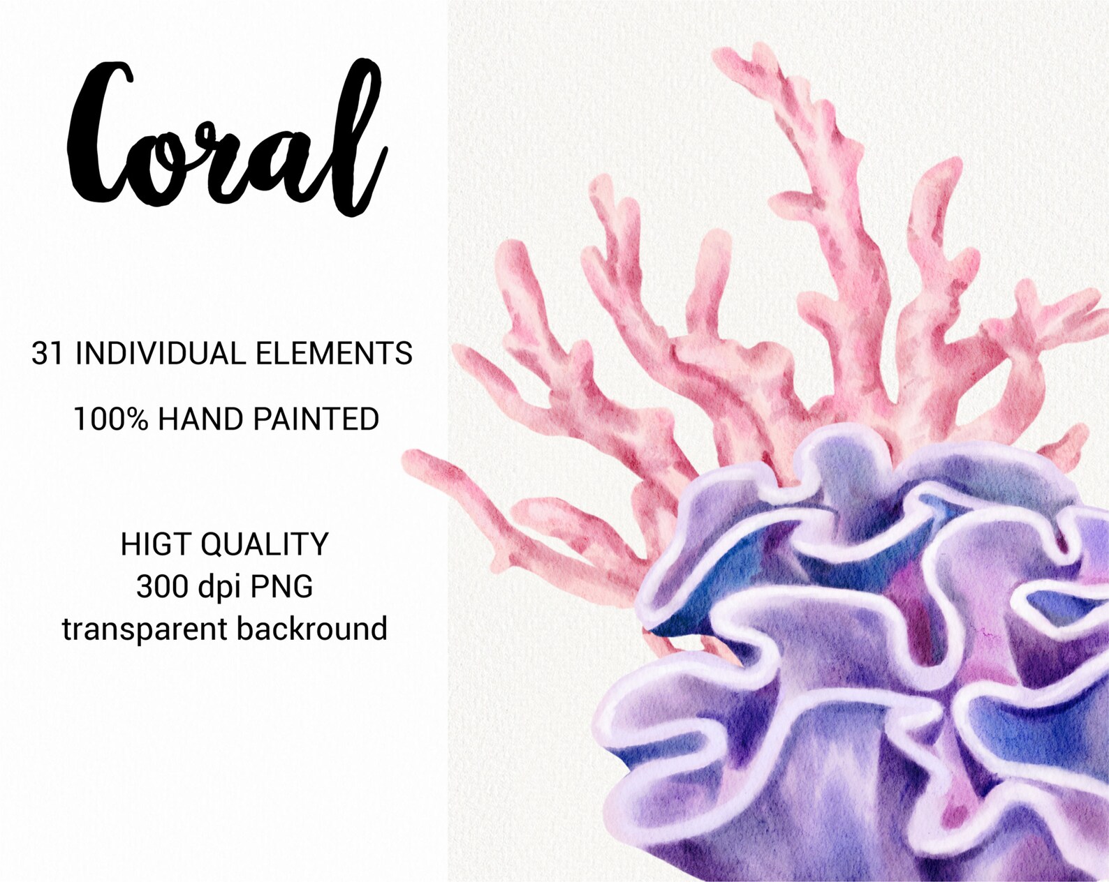 Watercolor Coral Reef Clipart Under the Sea Life Clip Art - Etsy