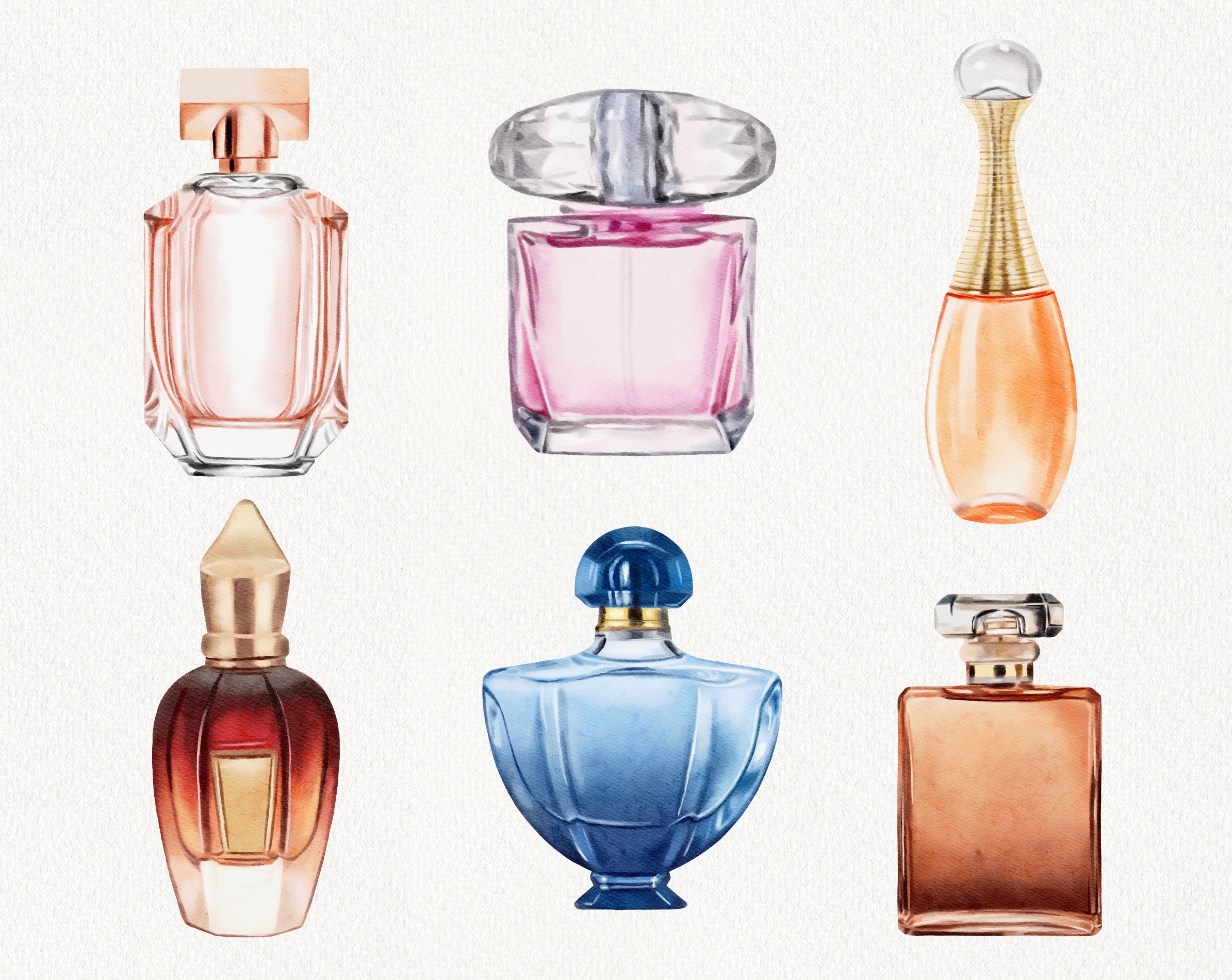 Watercolor Perfume Clipart Perfume Bottles Planner Girl Clip - Etsy