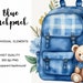 Watercolor Blue Backpackclipart Back to School Planner Clip - Etsy