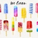 Ice Cream Clipart, Watercolor Summer Icecream, Waffle Cone, Popsicle ...