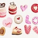 Watercolor Valentines Day Clipart, Cute Love Sweets Clip Art, Red Donut ...