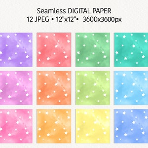 Watercolor Stars Digital Paper Pack, Abstract Watercolor Textures ...