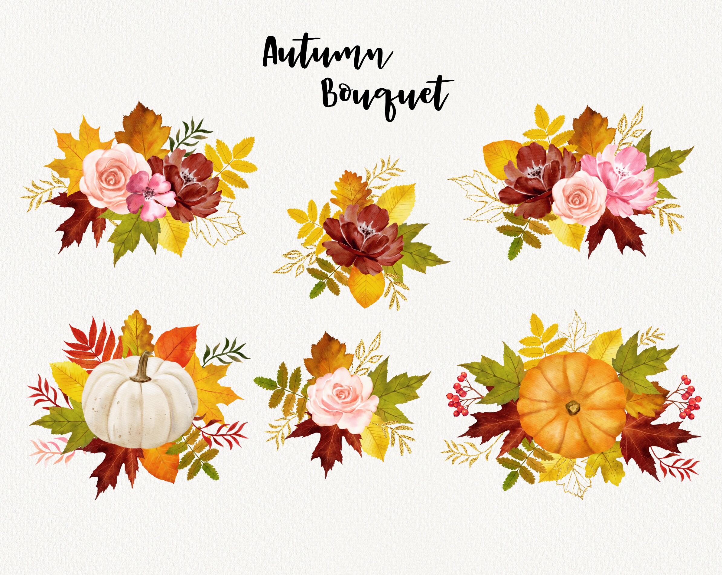Watercolor Autumn Clipart, Pumpkin Clip Art, Fall Thanksgiving ...