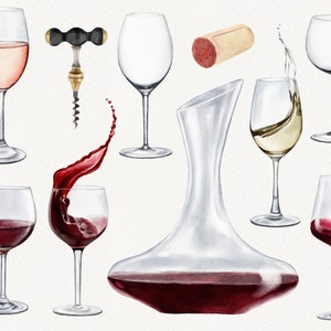 Watercolor Wine Clipart, Alcohol Party, Wine and Cheese Clip Art ...