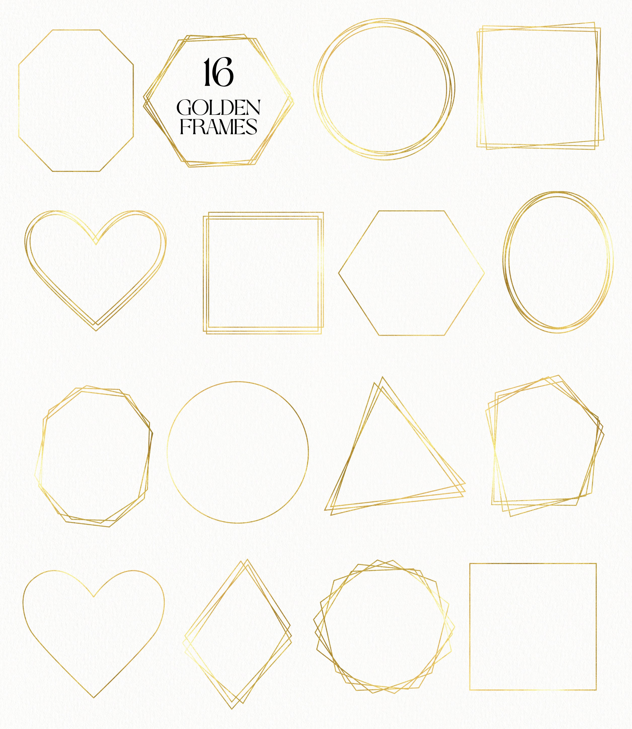 Gold Frame Clipart Geometric Golden Frames Clip Art Gold - Etsy