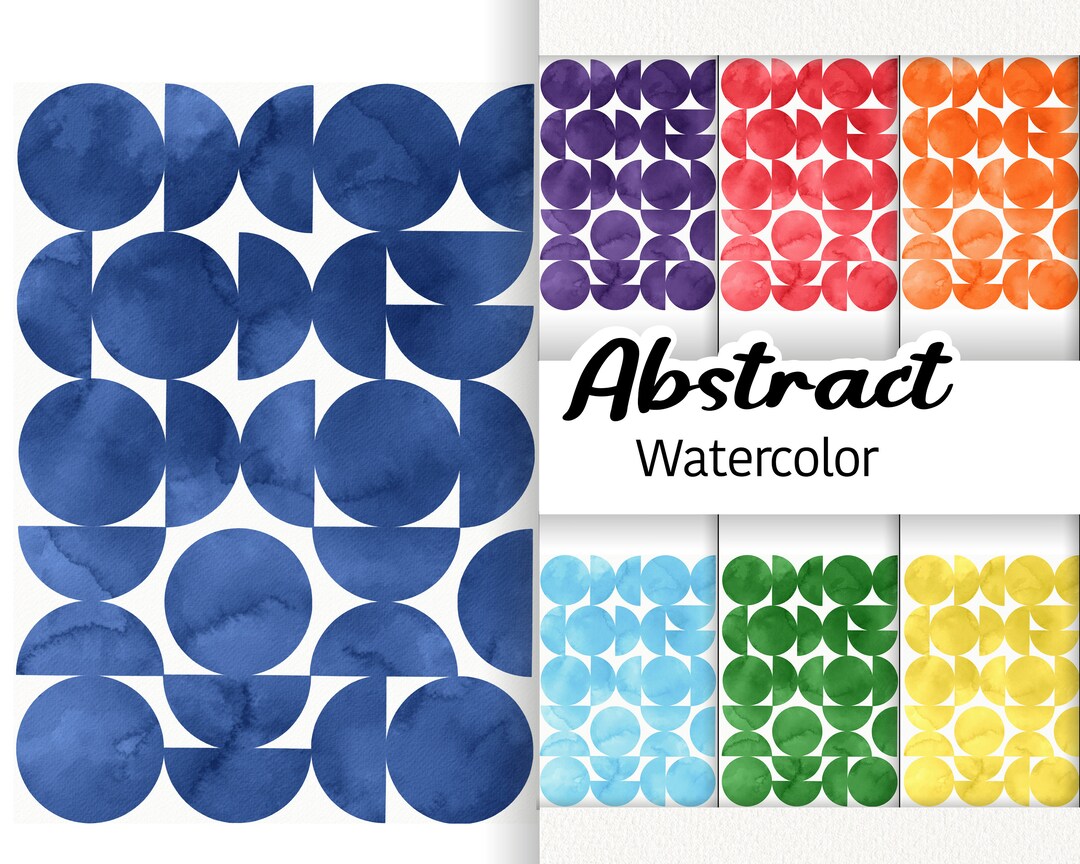 Watercolor Abstract Digital Paper, Geometric, Color Textures, Modern ...