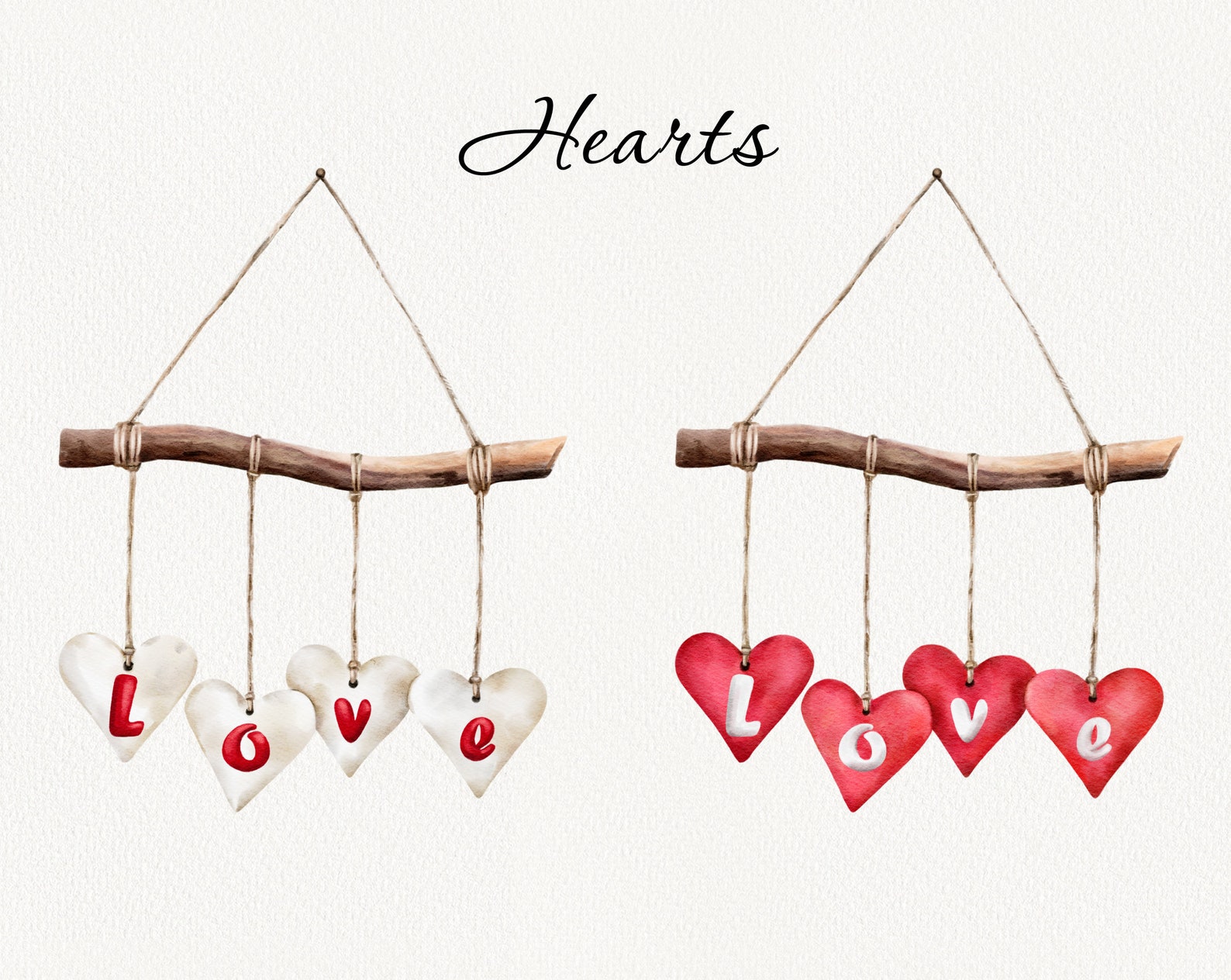 Valentine's Day Clipart Watercolor Love Clip Art Tree - Etsy