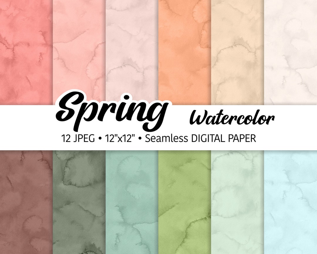 Spring Watercolor Digital Paper Pack, Abstract Watercolor Background ...