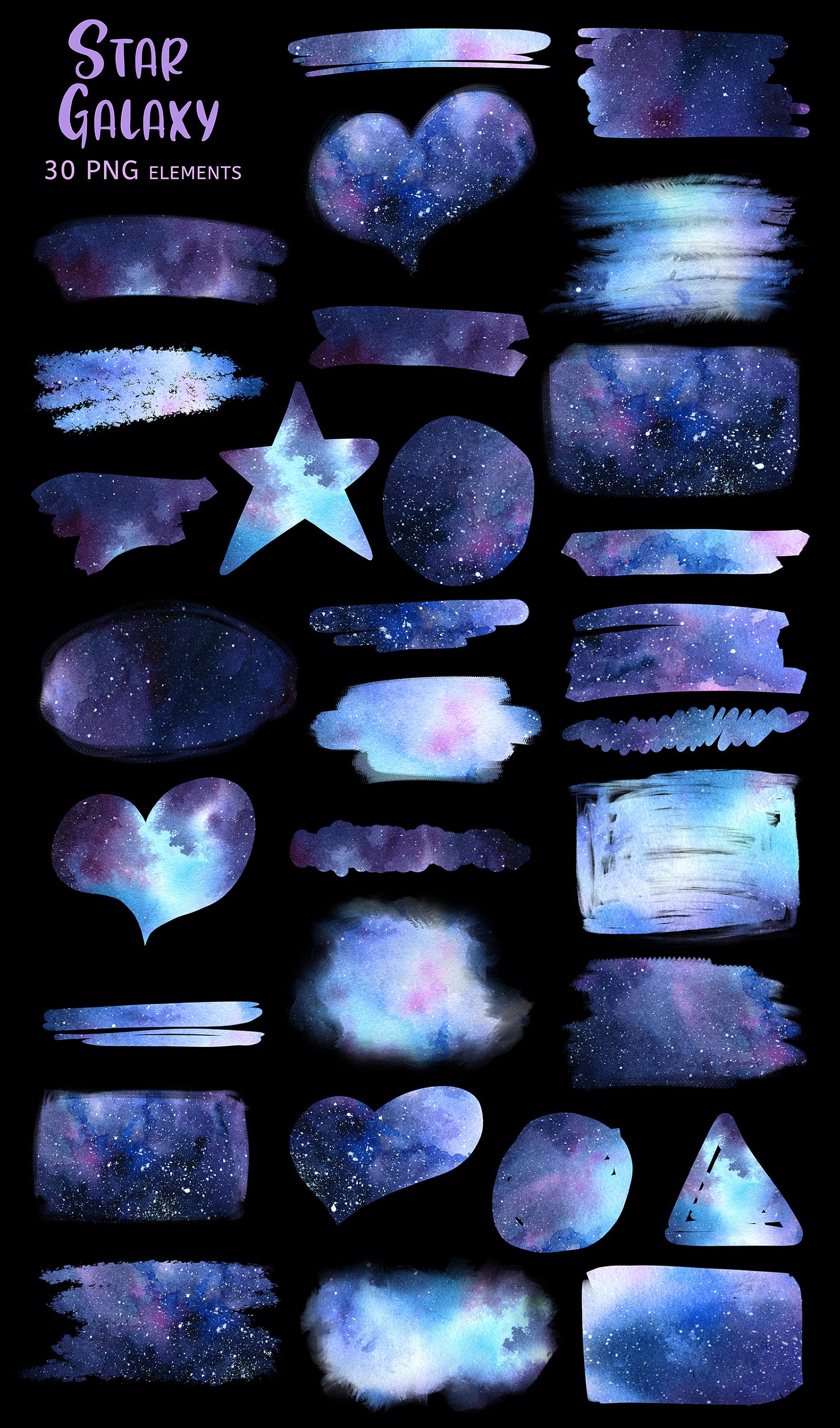 Watercolor Galaxy Stars Splashes, Galaxy Clipart, Galaxy Stars ...