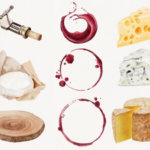 Watercolor Wine Clipart, Alcohol Party, Wine and Cheese Clip Art ...