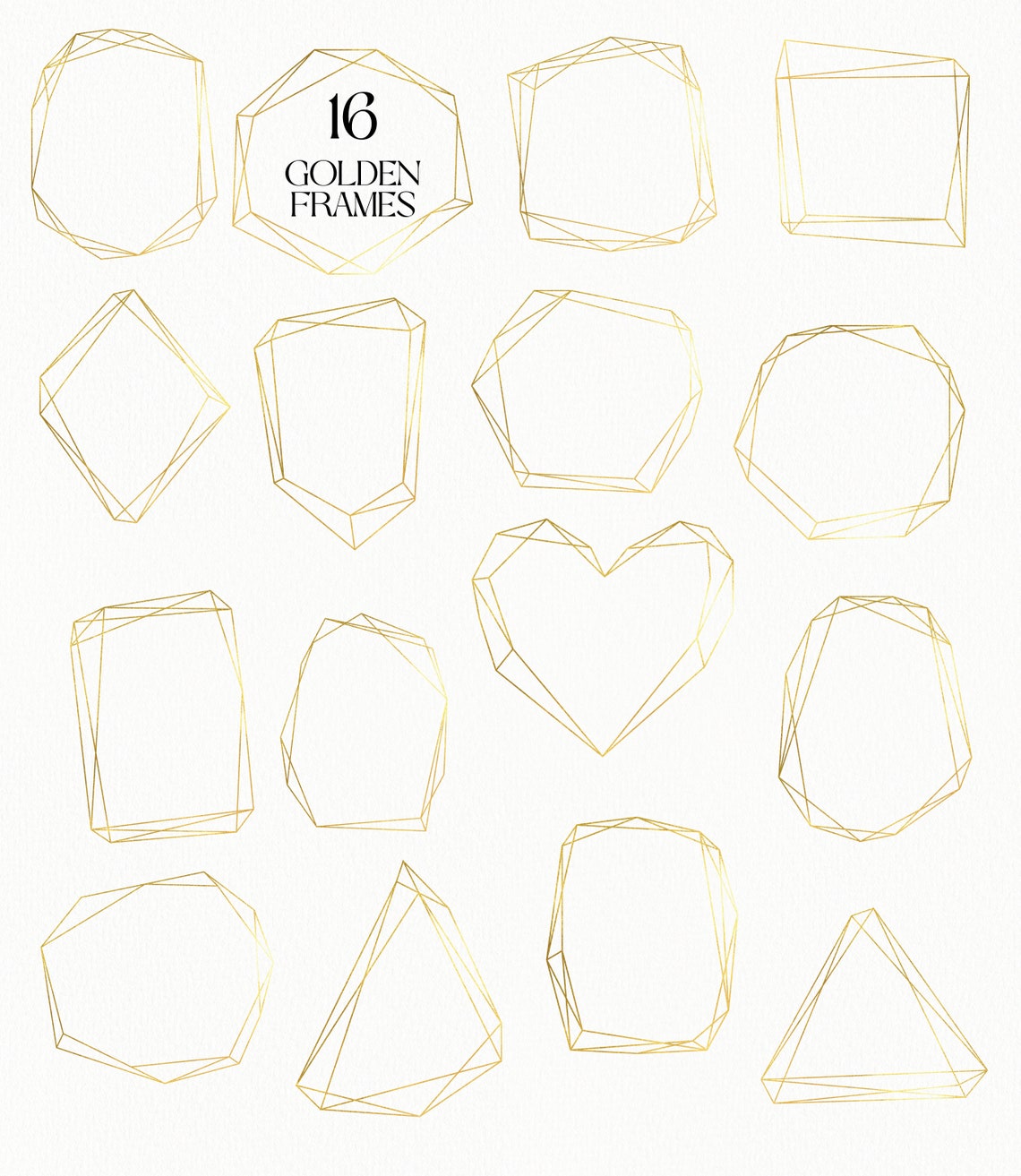 Gold Frame Clipart, Geometric Golden Frames Clip Art, Gold Foil ...