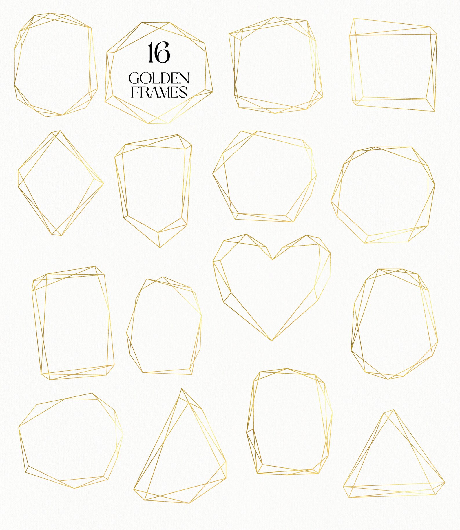 Gold Frame Clipart Geometric Golden Frames Clip Art Gold - Etsy