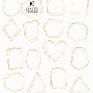 Gold Frame Clipart, Geometric Golden Frames Clip Art, Gold Foil ...