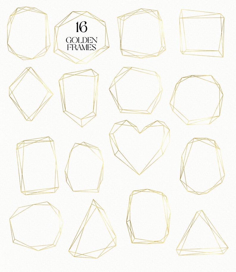 Gold Frame Clipart Geometric Golden Frames Clip Art Gold - Etsy