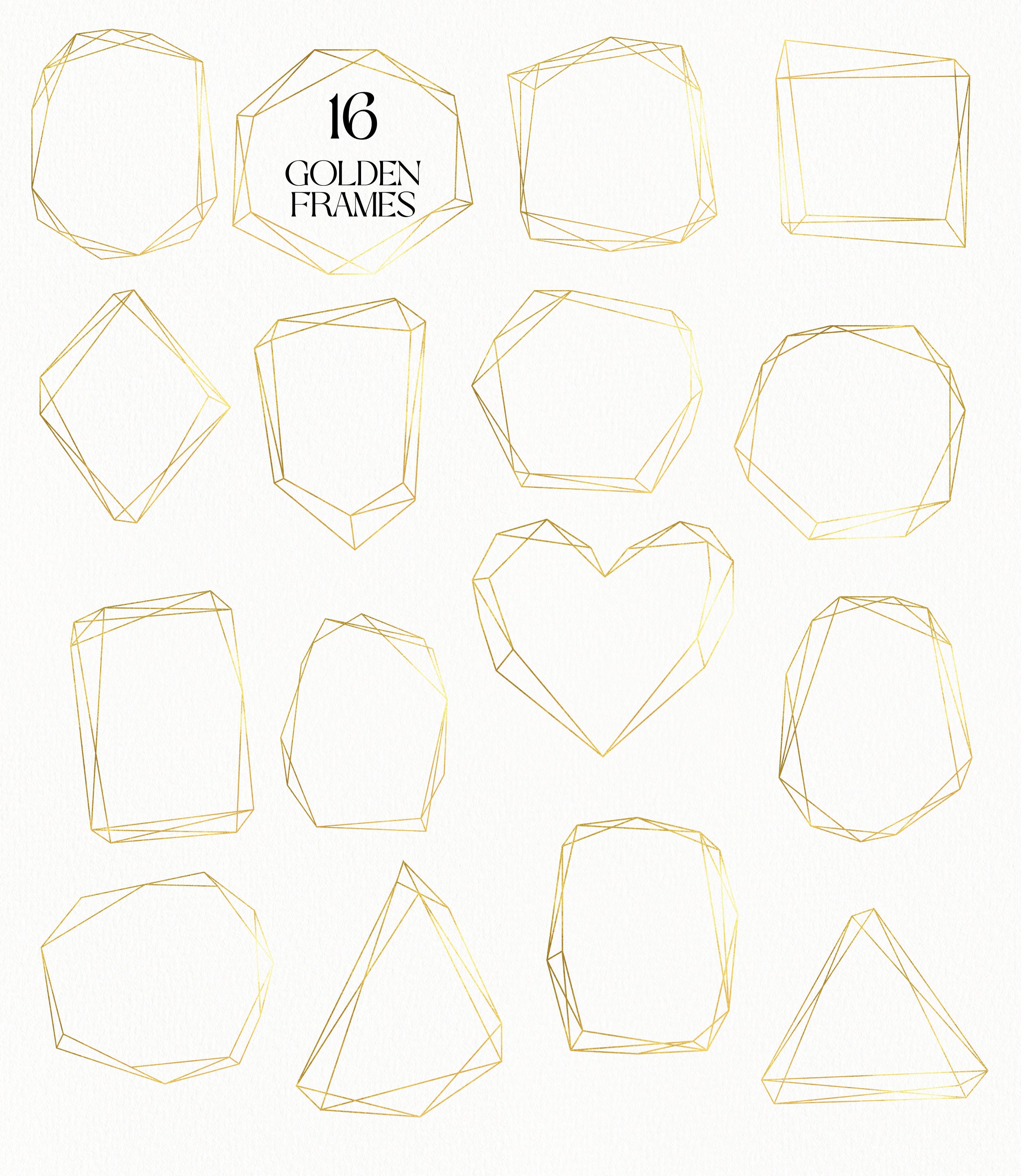 Gold Frame Clipart Geometric Golden Frames Clip Art Gold - Etsy Canada
