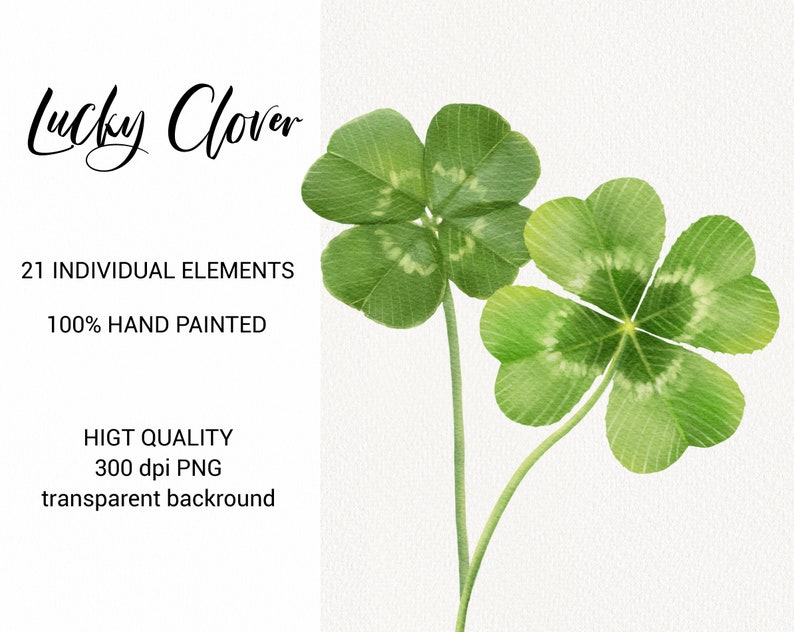 Watercolor Clover Clipart, St. Patrick's Day Clip Art, Shamrock, Green ...