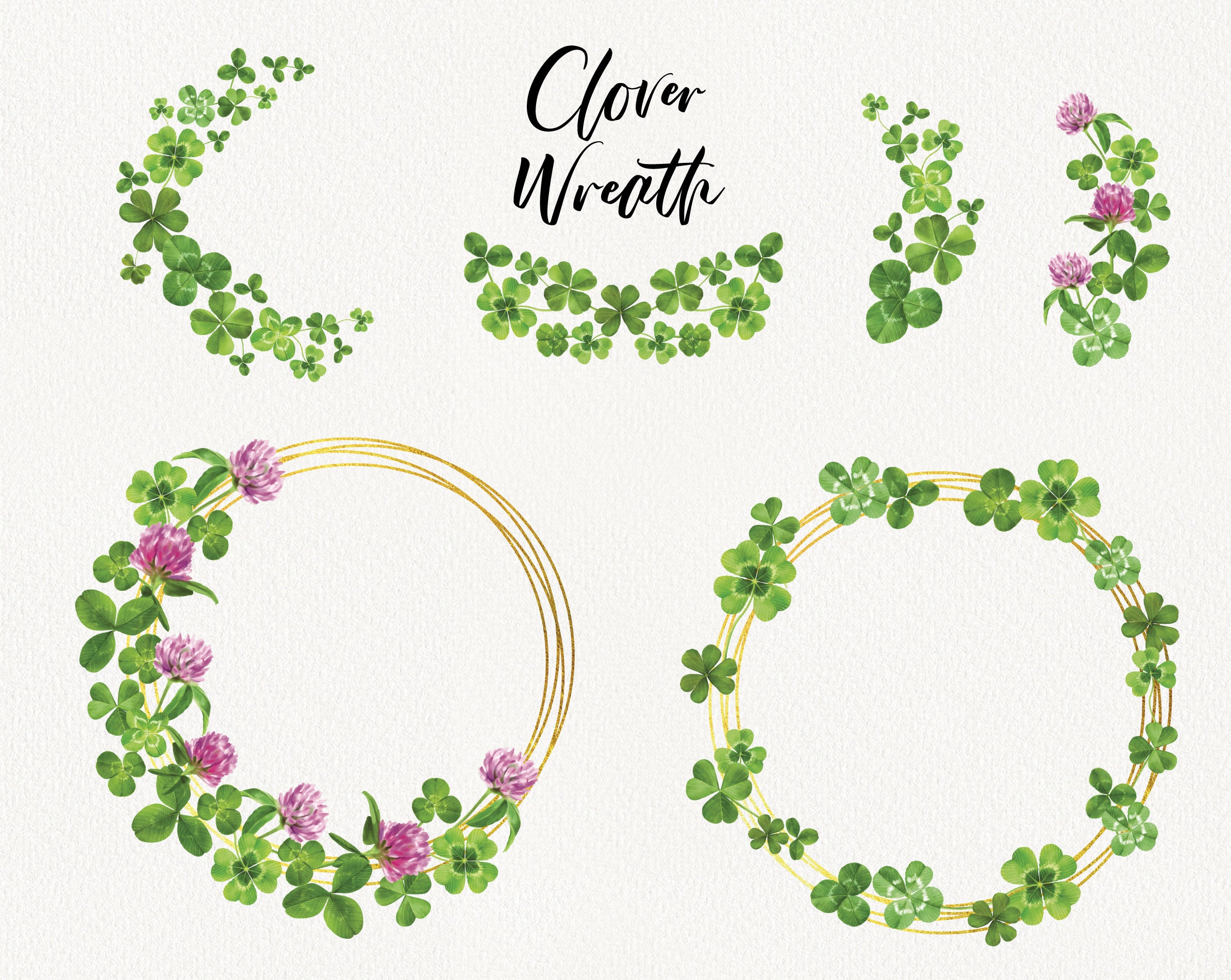 Watercolor Clover Wreath Clipart St. Patrick's Day Clip - Etsy