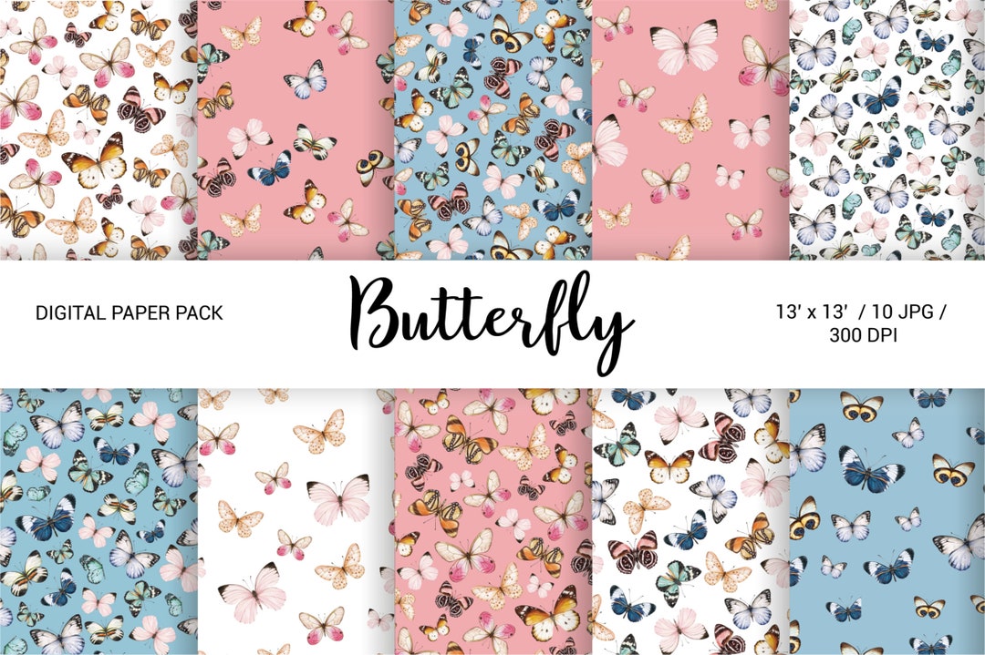Watercolor Butterfly Seamless Digital Paper, Spring Easter Scrapbook ...