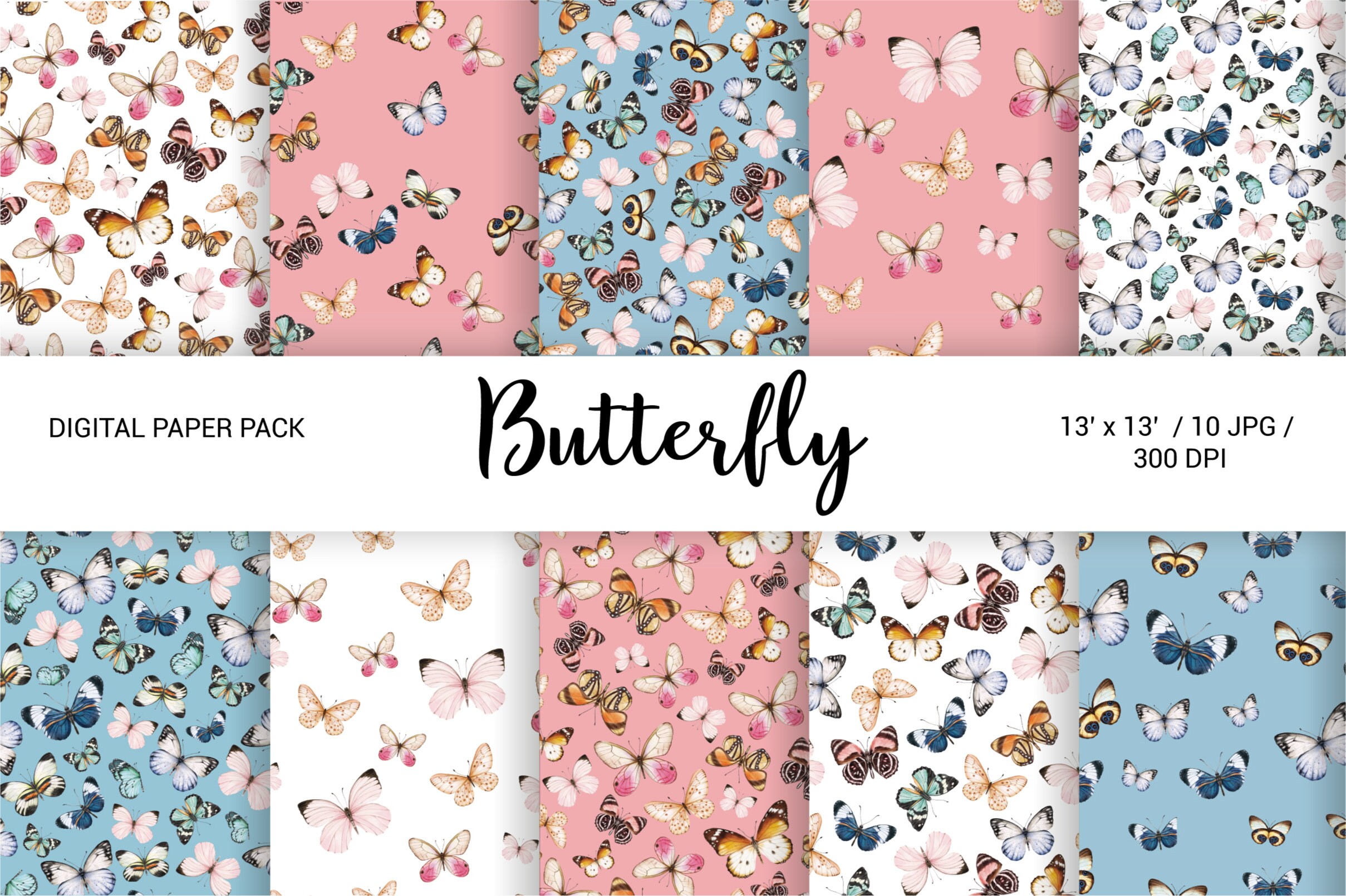 Watercolor Butterfly Seamless Digital Paper Spring Easter - Etsy