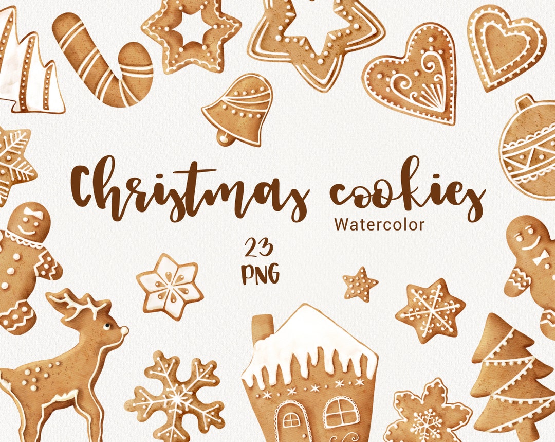 Christmas Cookies Clipart, Watercolor Gingerbread, Sweets, Candy ...