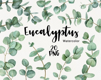 Watercolor Greenery Clipart Floral Clip Art Green Leaves - Etsy