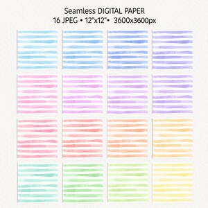 Watercolor Stripes Digital Paper Pack, Abstract Watercolor Textures ...