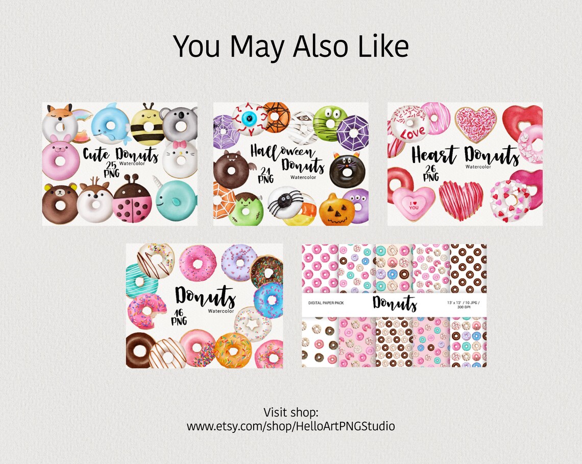 Watercolor Donuts Clipart, Cute Animal Donut Clip Art, Kids Birthday ...