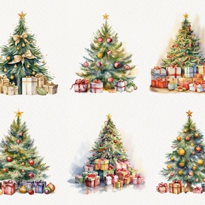 Watercolor Christmas Tree Clipart, Cozy Winter Holiday, Christmas Tree ...