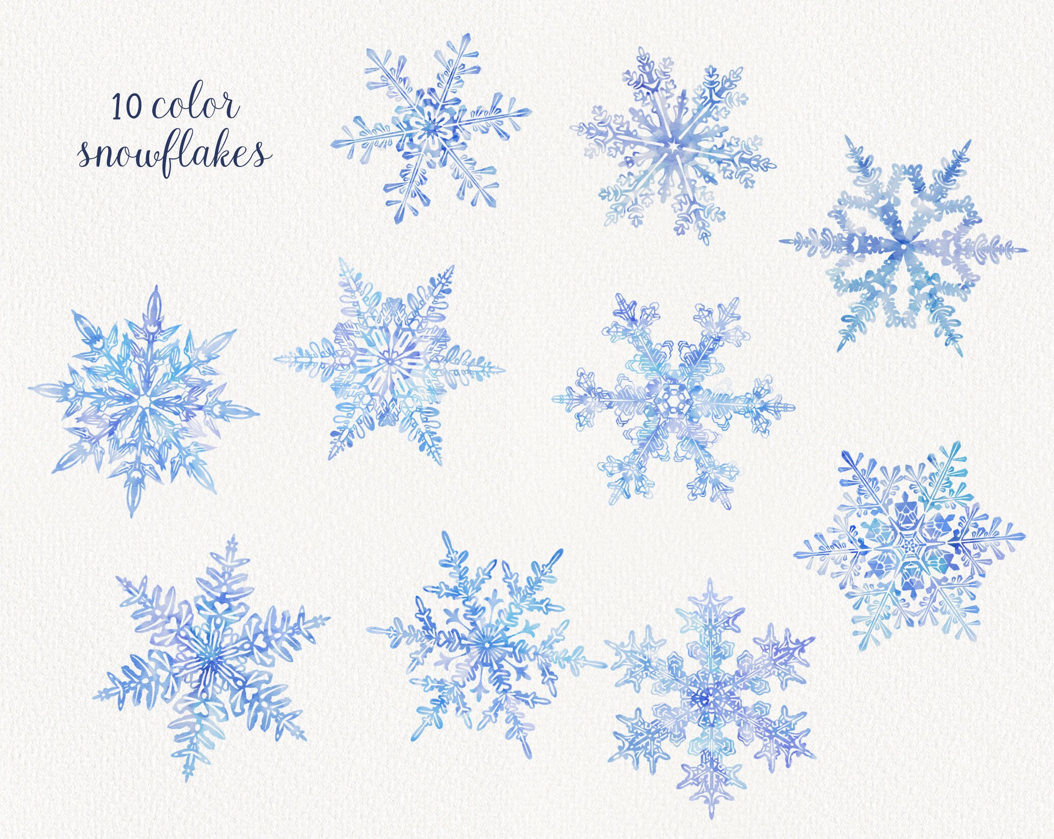 Watercolor Snowflakes Clipart Christmas Snow Clip Art Snowy - Etsy