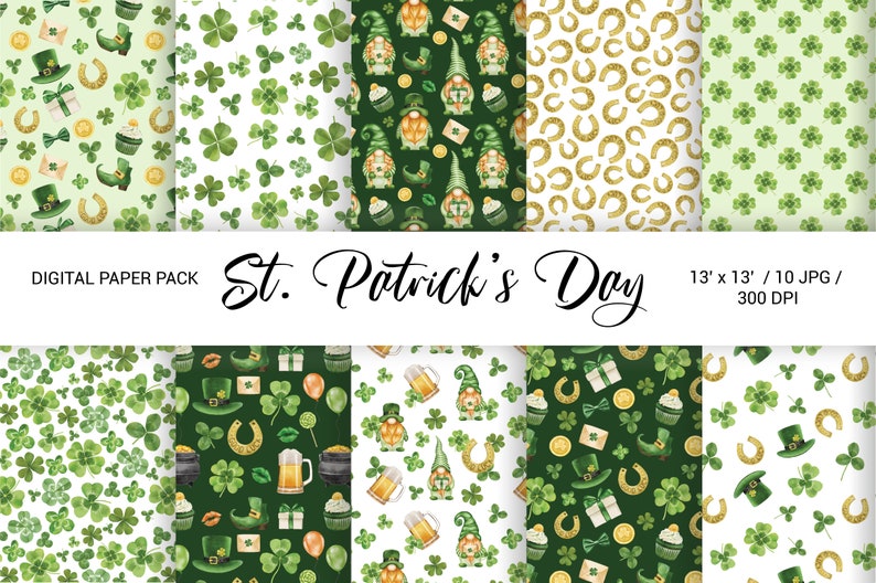 Watercolor St. Patrick's Day Clipart, Gnome Clipart, Shamrock, Clover ...