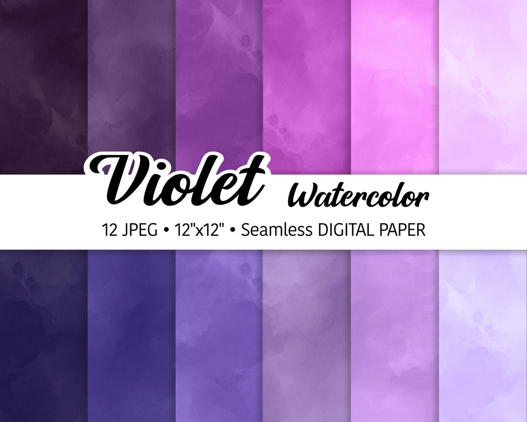 Violet Watercolor Digital Paper Pack, Purple Tones, Abstract Watercolor ...