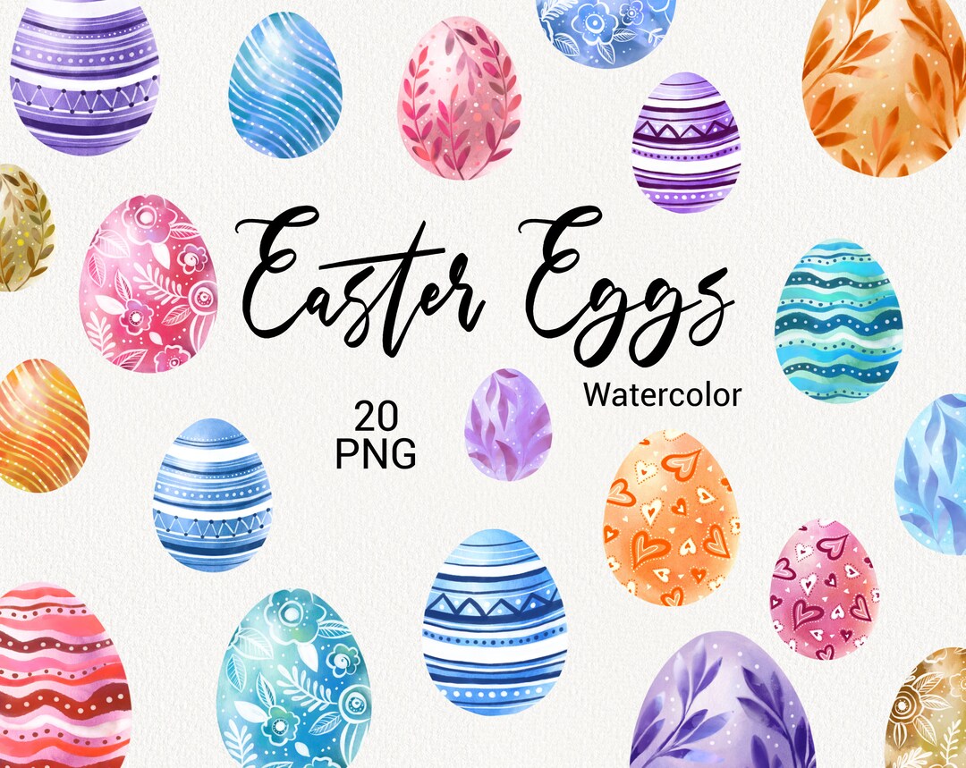 Watercolor Easter Egg Clipart, Spring Easter Holiday Eggs Clip Art ...