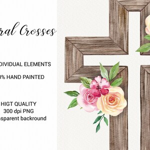 Watercolor Cross Clipart, Easter Wood Crosses With Flowers Clip Art ...