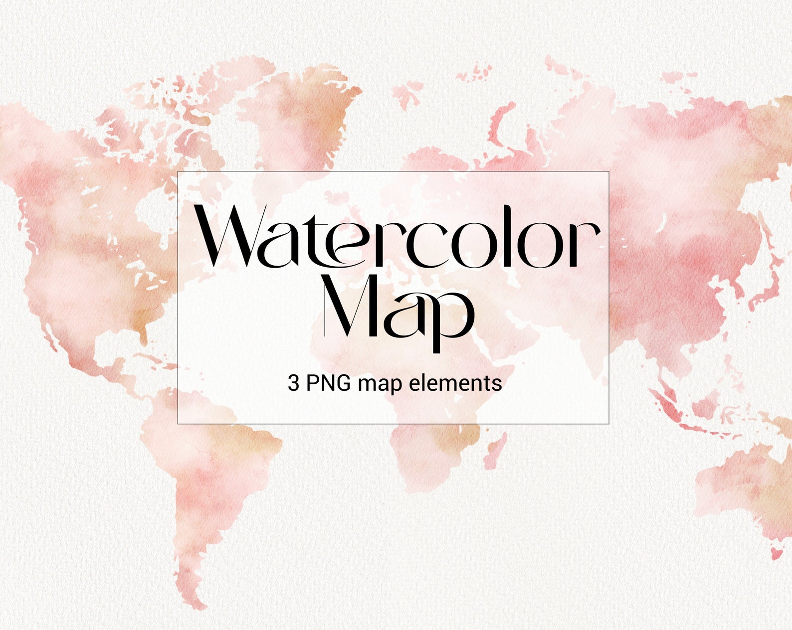 Watercolor World Map Clipart, Travel, Blush World Map, Continents Clip ...