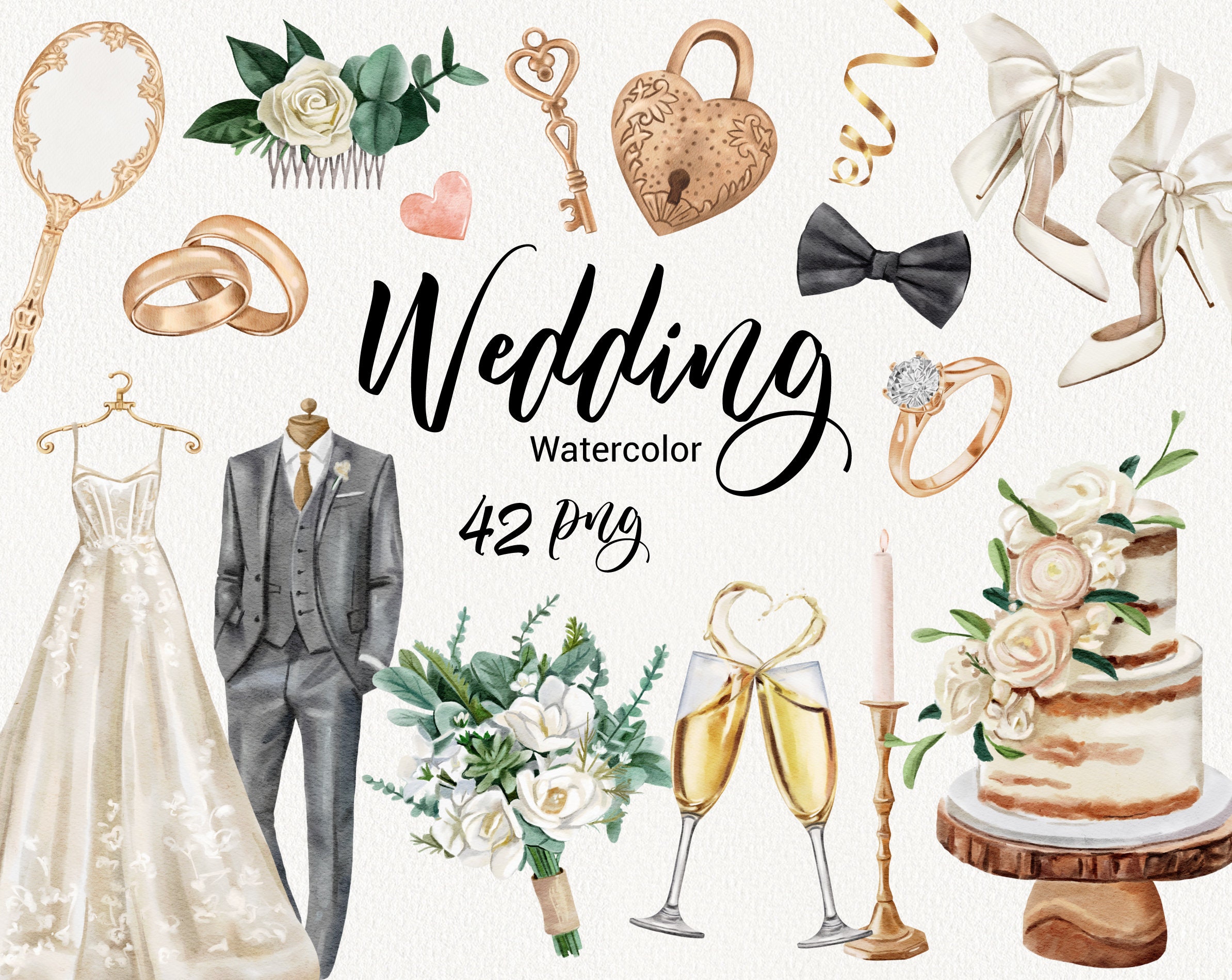 Watercolor Wedding Clipart Bride Clip Art Cute Love Wedding - Etsy