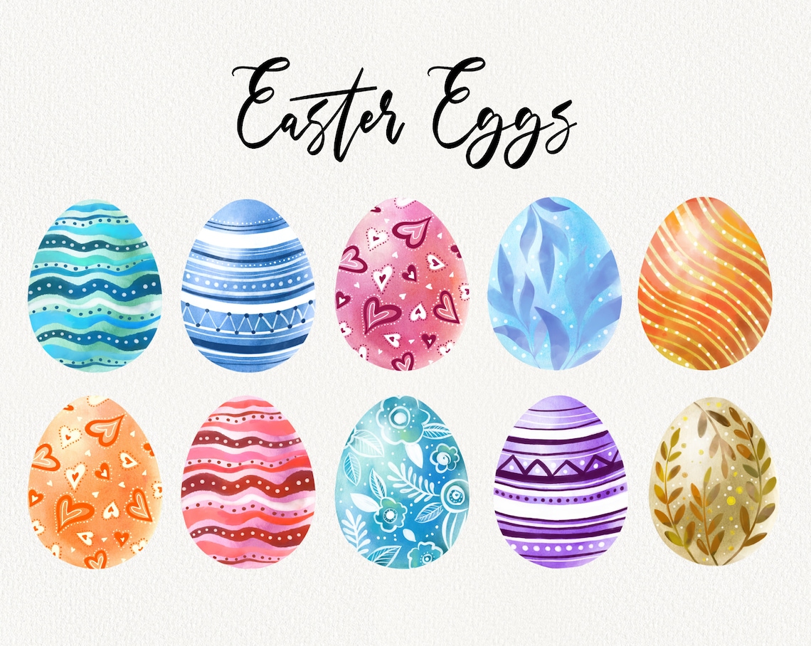 Watercolor Easter Egg Clipart Spring Easter Holiday Eggs Clip - Etsy