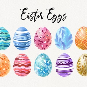 Watercolor Easter Egg Clipart, Spring Easter Holiday Eggs Clip Art ...