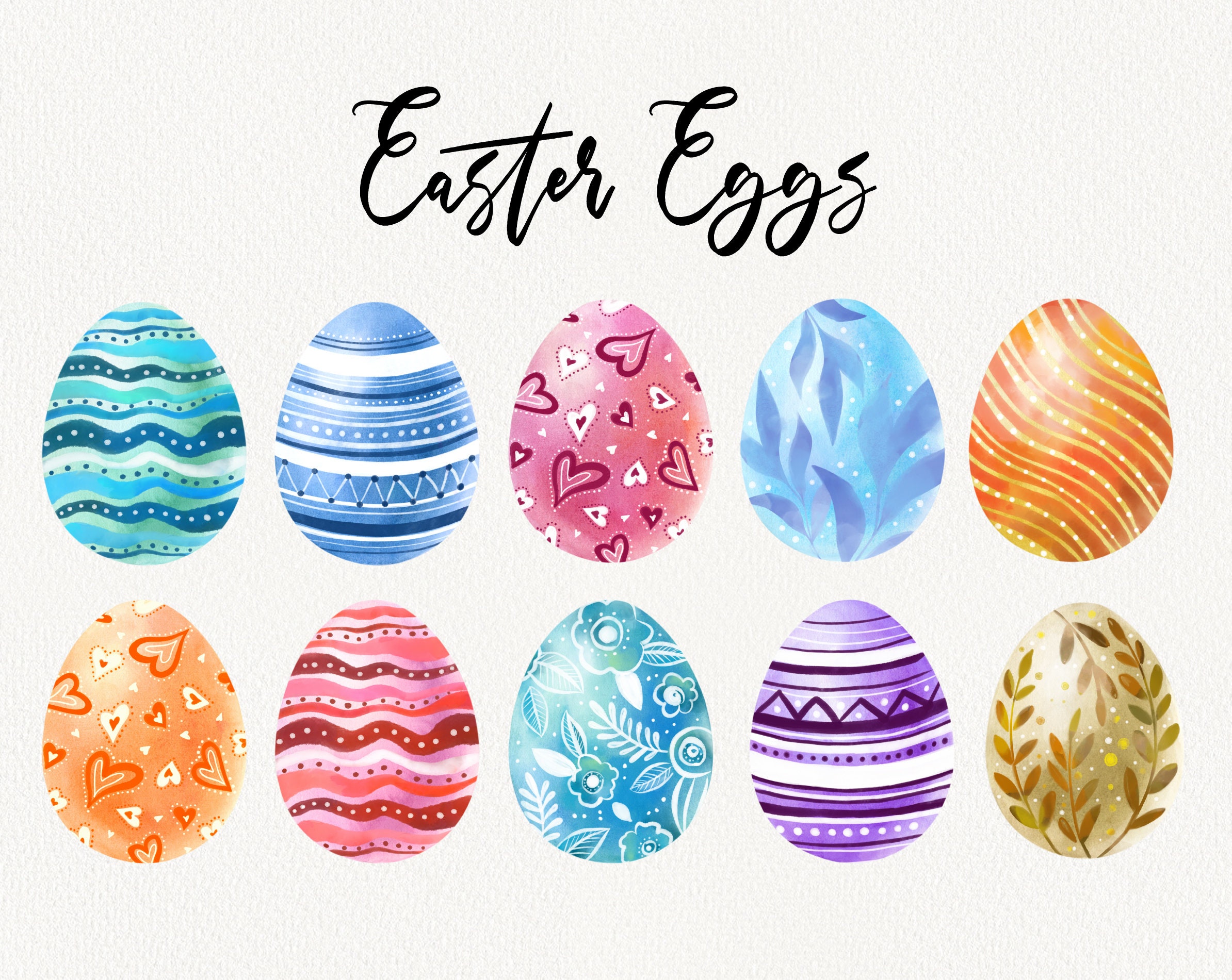 Watercolor Easter Egg Clipart Spring Easter Holiday Eggs Clip - Etsy