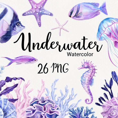 Watercolor Fish Clipart Ocean Clip Art Sea Life Animals - Etsy