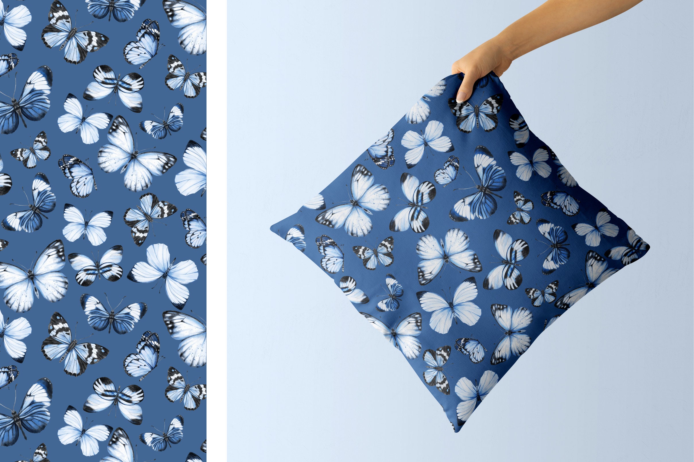 Watercolor Butterfly Seamless Digital Paper, Summer Scrapbook Blue ...