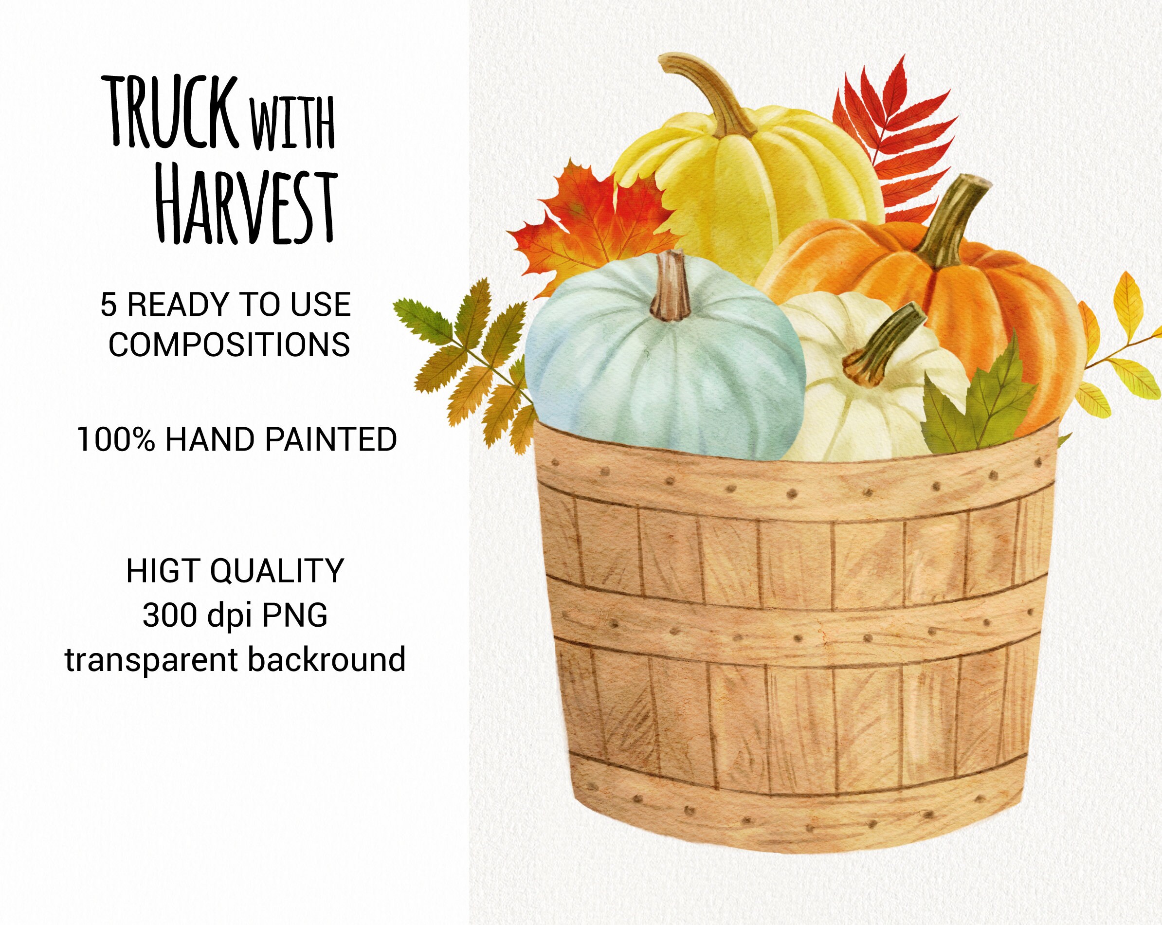 Fall Autumn Truck Clipart Watercolor Harvest Car With - Etsy