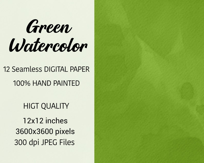 Green Watercolor Digital Paper Pack, Forest Tones, Olive Abstract ...