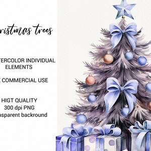 Watercolor Christmas Tree Clipart, Cute Blue Trees, Christmas Tree With ...