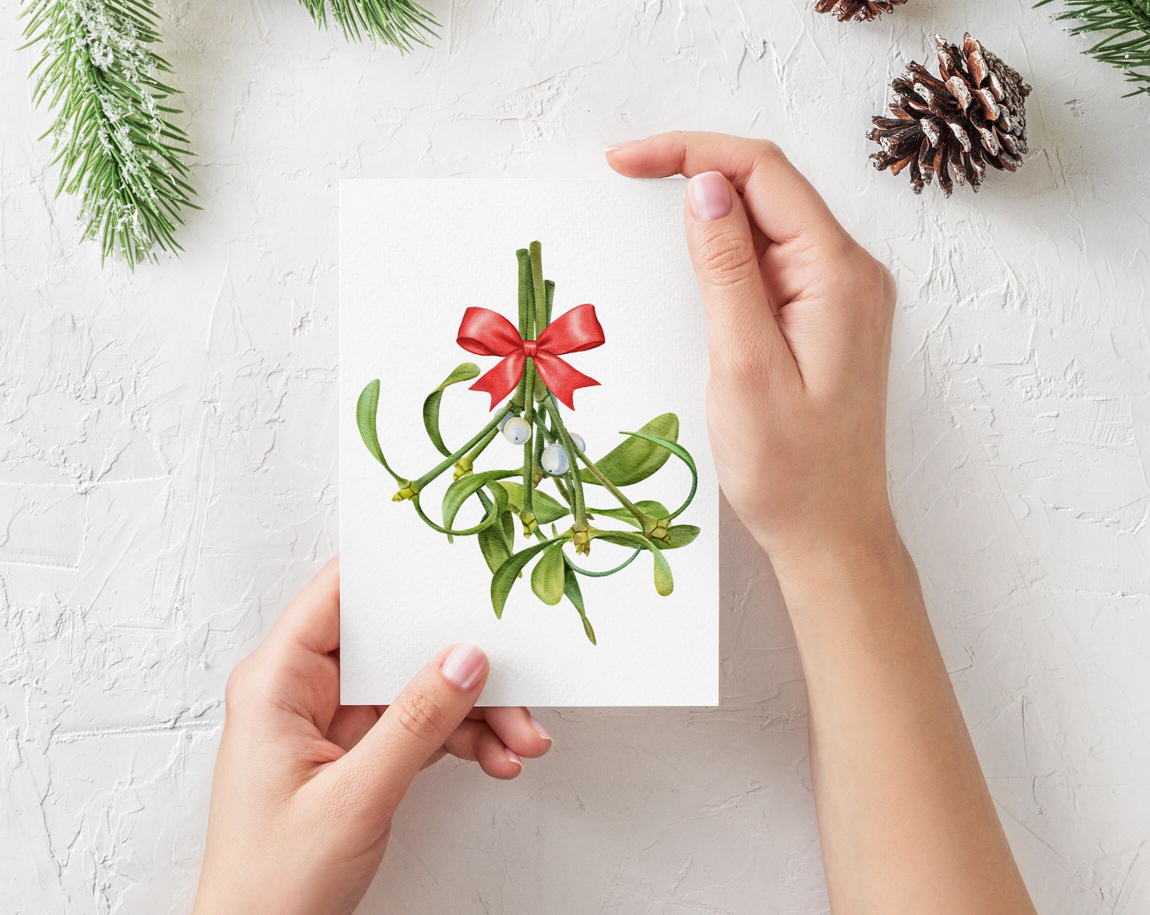 Christmas Mistletoe Clipart Watercolor Clip Art Winter - Etsy