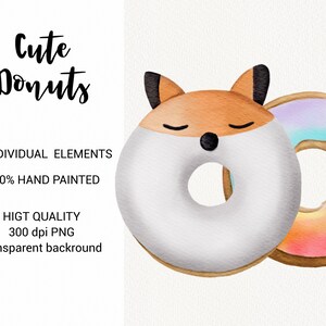 Watercolor Donuts Clipart, Cute Animal Donut Clip Art, Kids Birthday ...